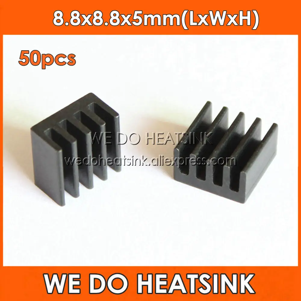 WE-DO-HEATSINK-50pcs-8-8x8-8x5mm-Black-Anodized-Ram-SOIC8-FET-Heatsink ...