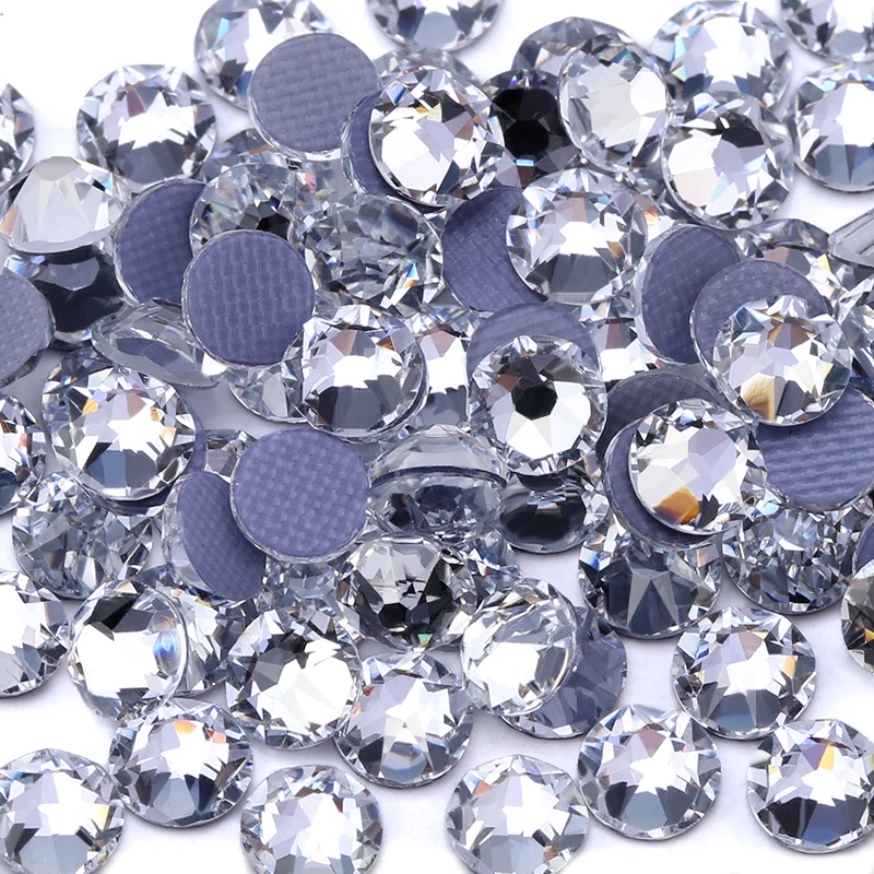 New-Faceted-Clear-Hotfix-Rhinestones-8-big-8-small-Cut-Facets-SS10-SS40 ...