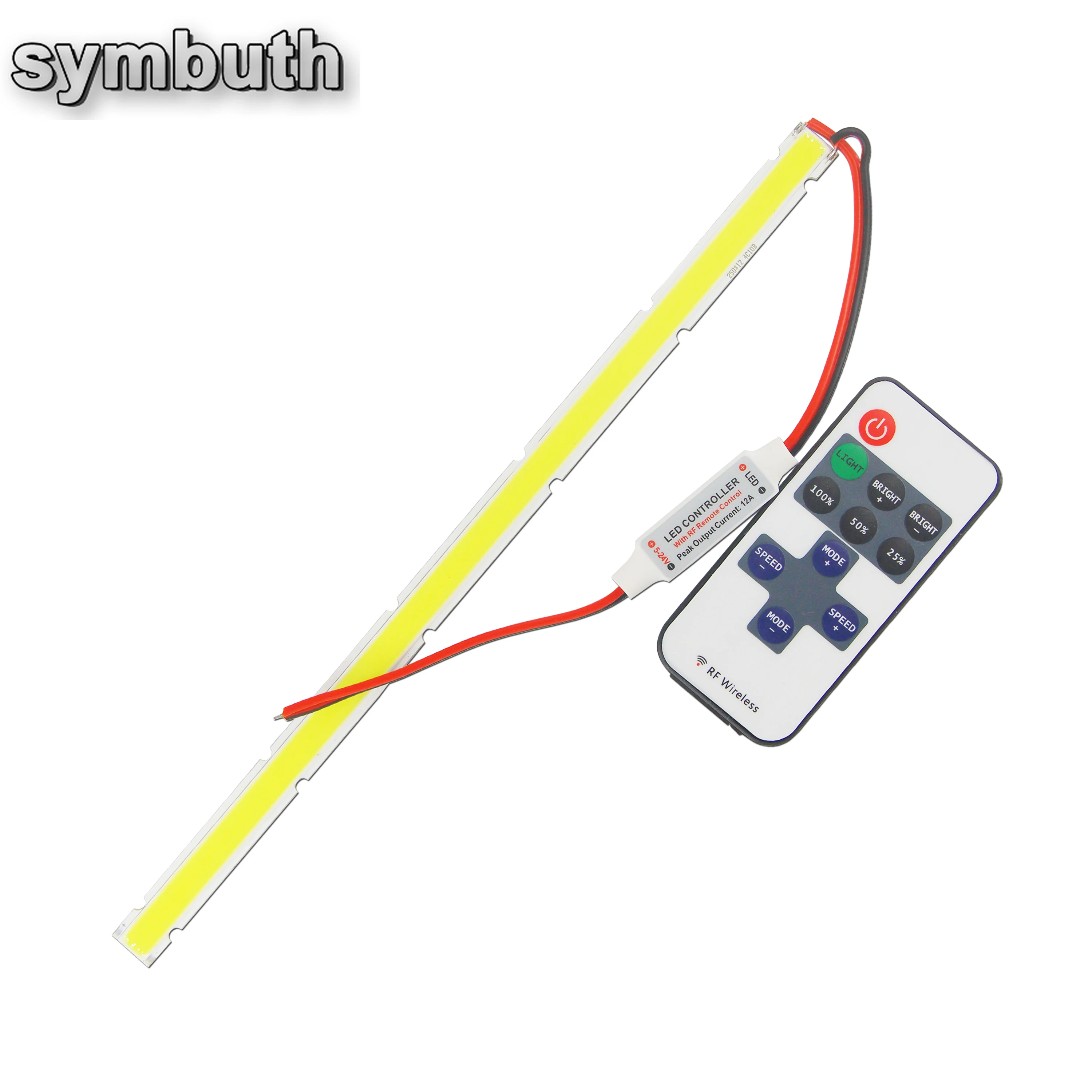 250*12mm 10W 1000LM DC 12V COB LED Strip Light Source with RF Remote ...