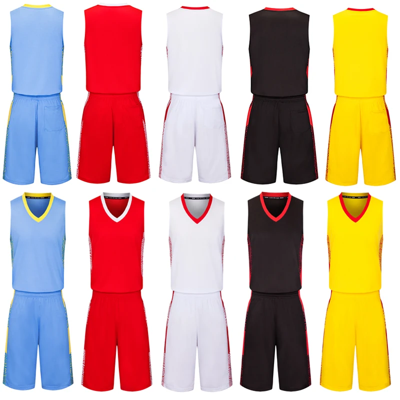 Men-blue-Basketball-Set-Uniforms-kits-Sports-clothes-kids-red ...