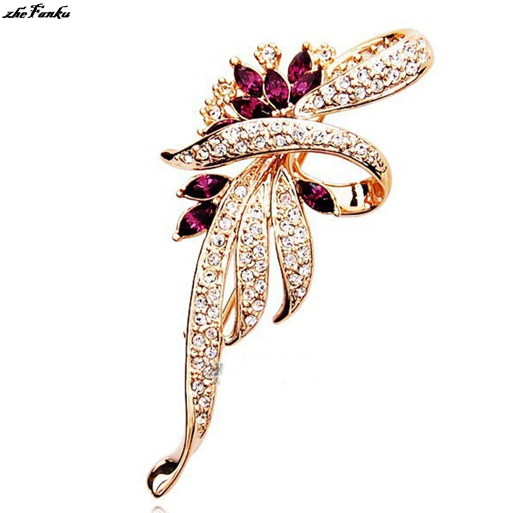 Broche de flor de cristal, joia feminina de strass, broches grandes ...