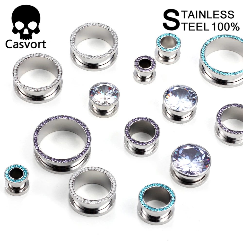 Casvort-2PCS-Stainless-Steel-Ear-Gauges-Plugs-Tunnel-Expander-Screw ...