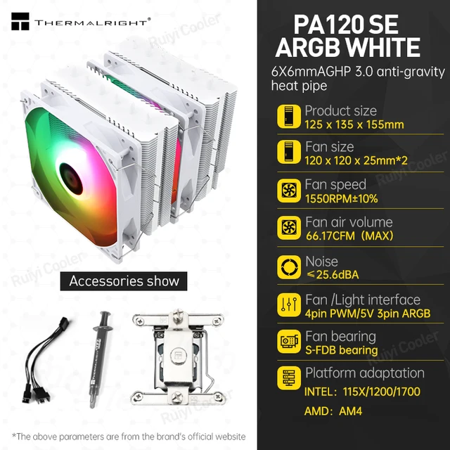 Thermalright PA120 SE ARGB WHITE Version Unique Dual Assassin AGHP GEN3 ...