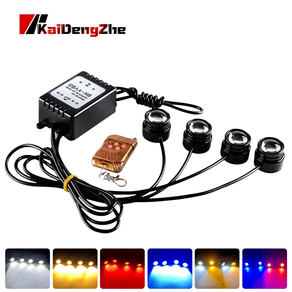 Car-drl-4-in-1-LED-Eagle-Eye-Emergency-Warning-Strobe-Light-Wireless ...