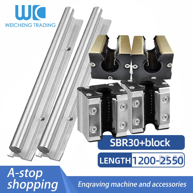 2pc-Linear-Guide-SBR30-Aluminum-Bracket-Light-Shaft-Heavy-Slide-Rail ...