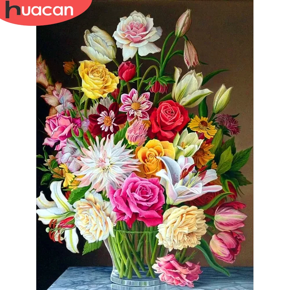 Hobby Diamond Painting Rhinestones | Diamond Painting Huacan Flowers ...