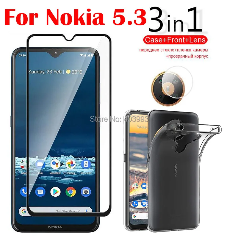 3 in 1 Case Glass For Nokia 5.3 TA 1234 Screen Protector Glass Full ...