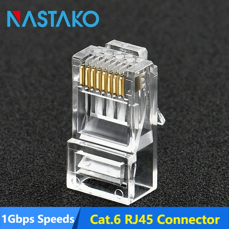 Nastako 50/100 pces cat6 rj45 conector gato 6 plugues modulares cat6 ...