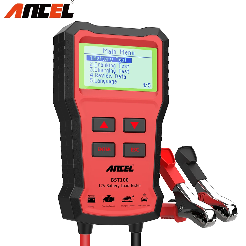 Ancel Bst100 자동차 배터리 테스터 충전기 분석기 12v 2000cca 전압 배터리 테스트 자동차 배터리 테스터 충전