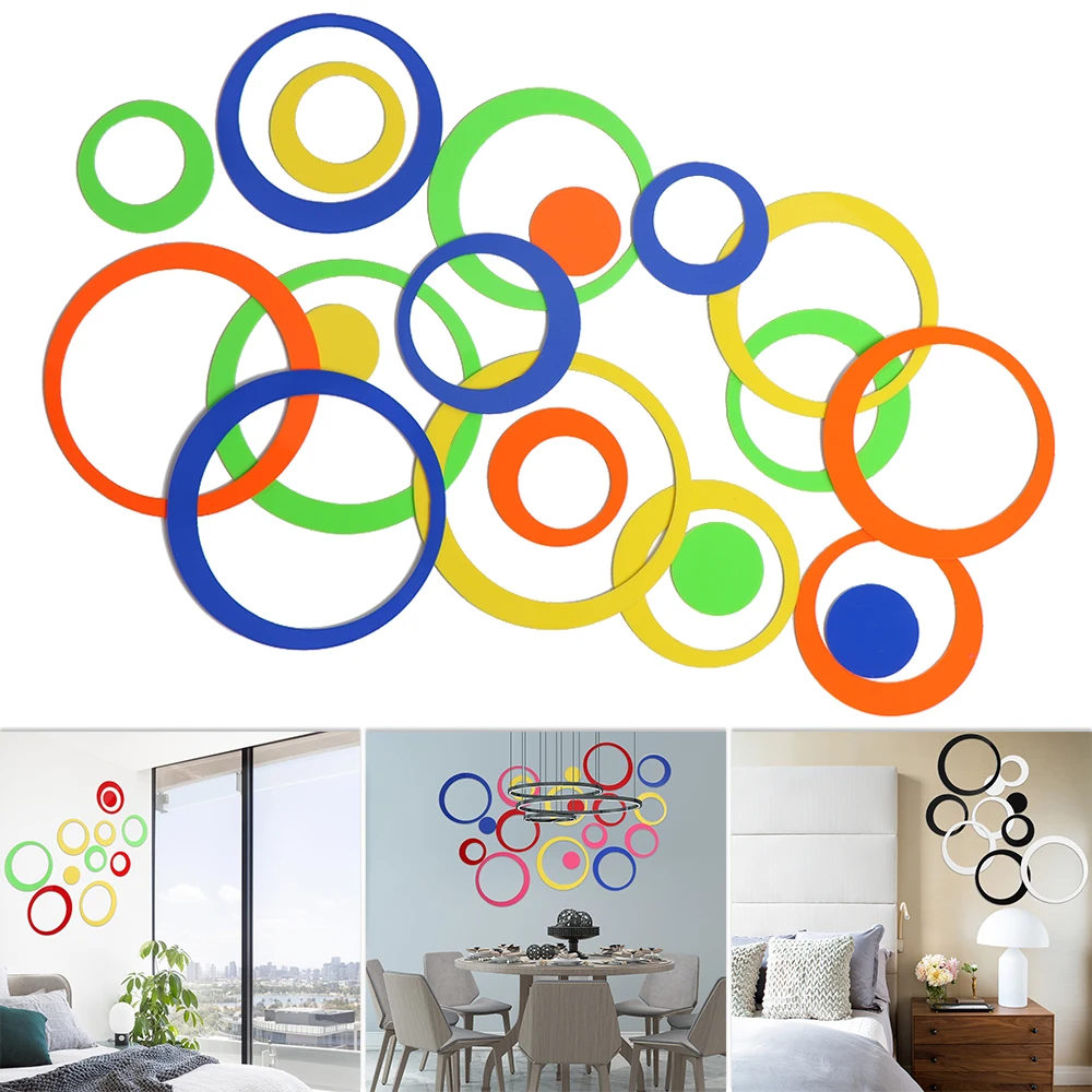 5-Pcs-Set-3D-Circles-Wall-Stickers-Removable-Mural-TV-Background-Round ...