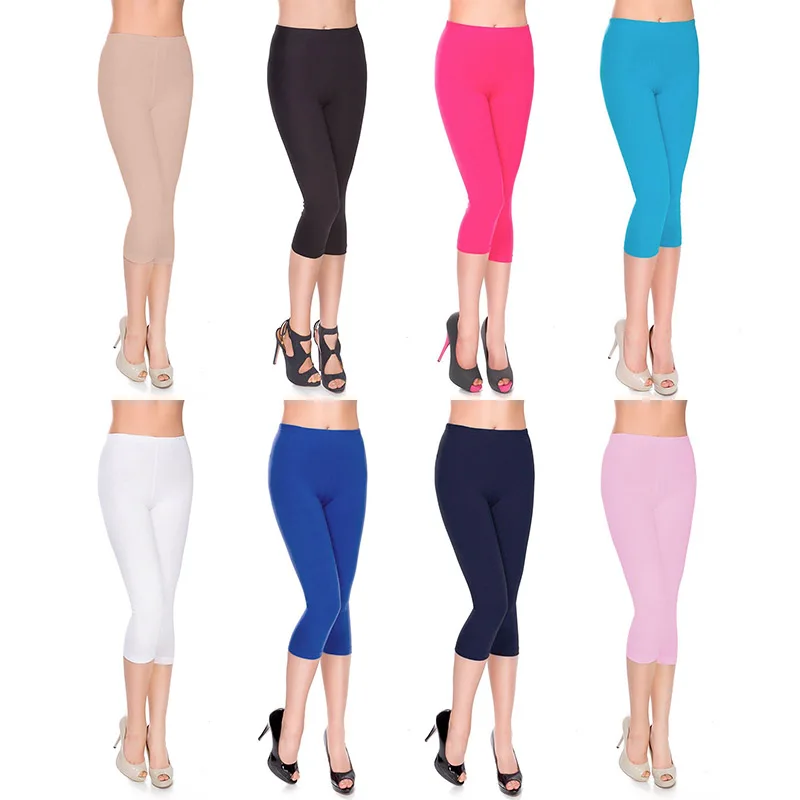 Ice Silk Short Leggings Women Summer Ultra Thin Pants Leggings Elastic ...