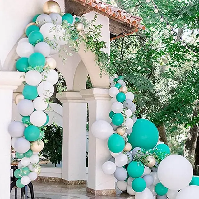 114pcs Turquoise Balloons Garland Arch Kit Tiffany Blue White Metallic ...