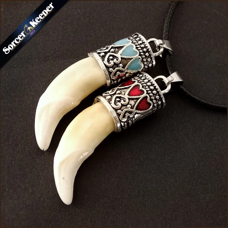 Punk Fashion Brave Men Wolf Tooth Spike Pendant Real Bone Tooth ...