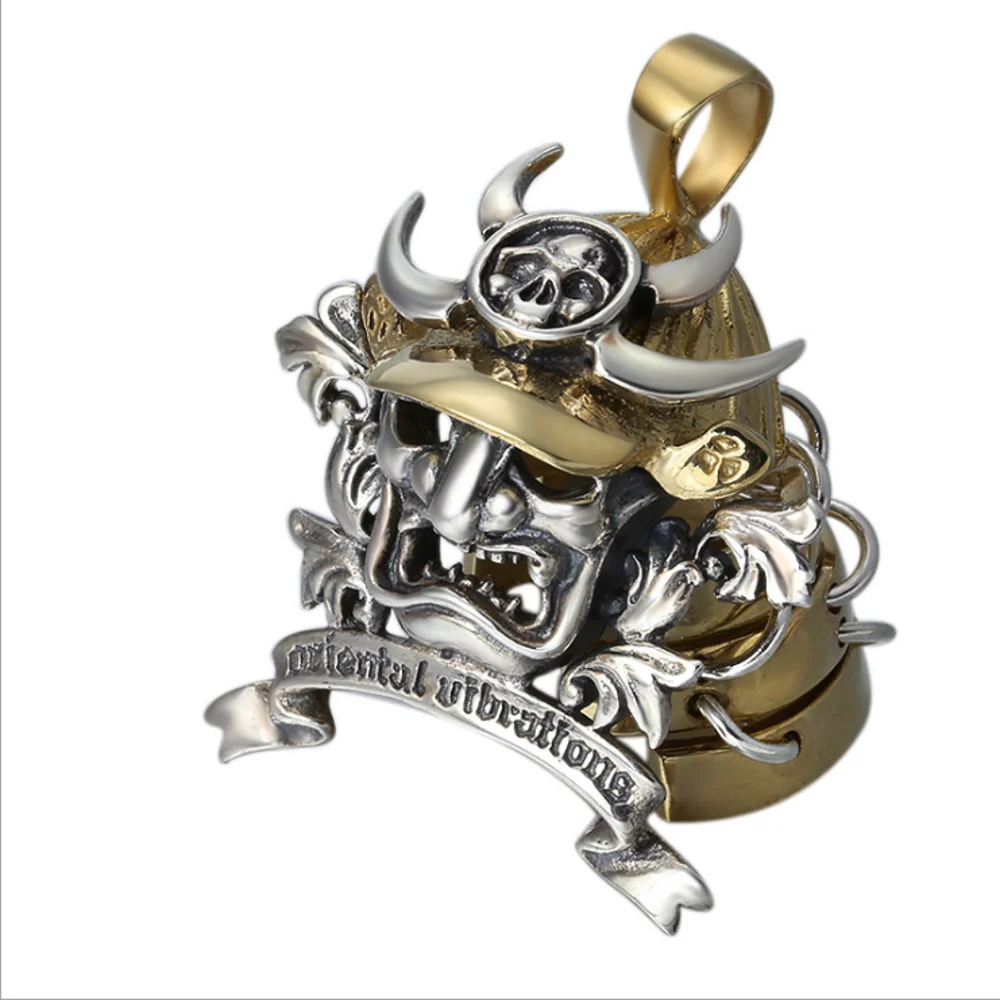 New 925 pure silver jewelry popular samurai mask armor men pendant ...