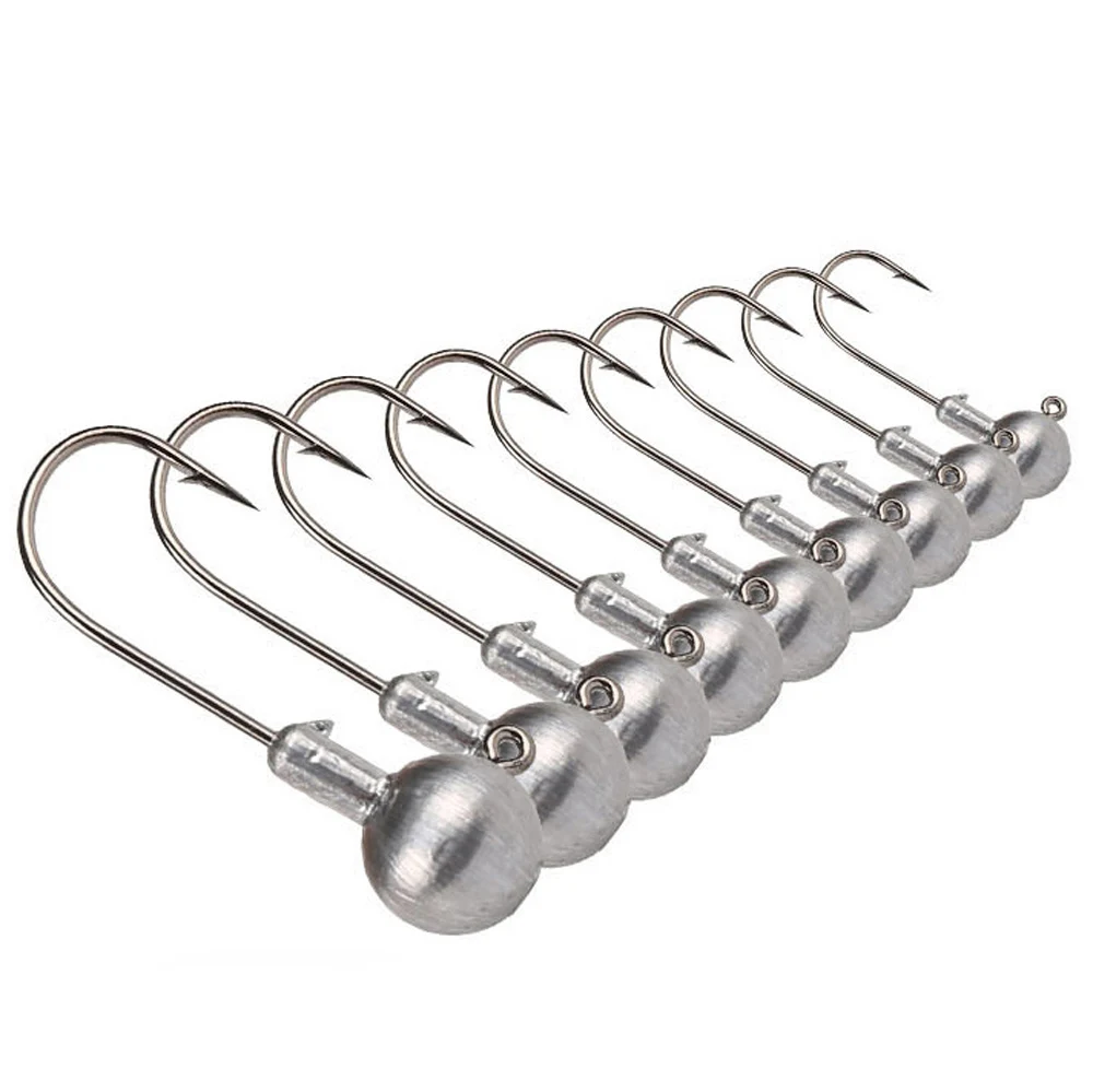 10pcs High Quality Carbon Steel Weight Jig Head Hook 1g-10g Barbed Carp ...