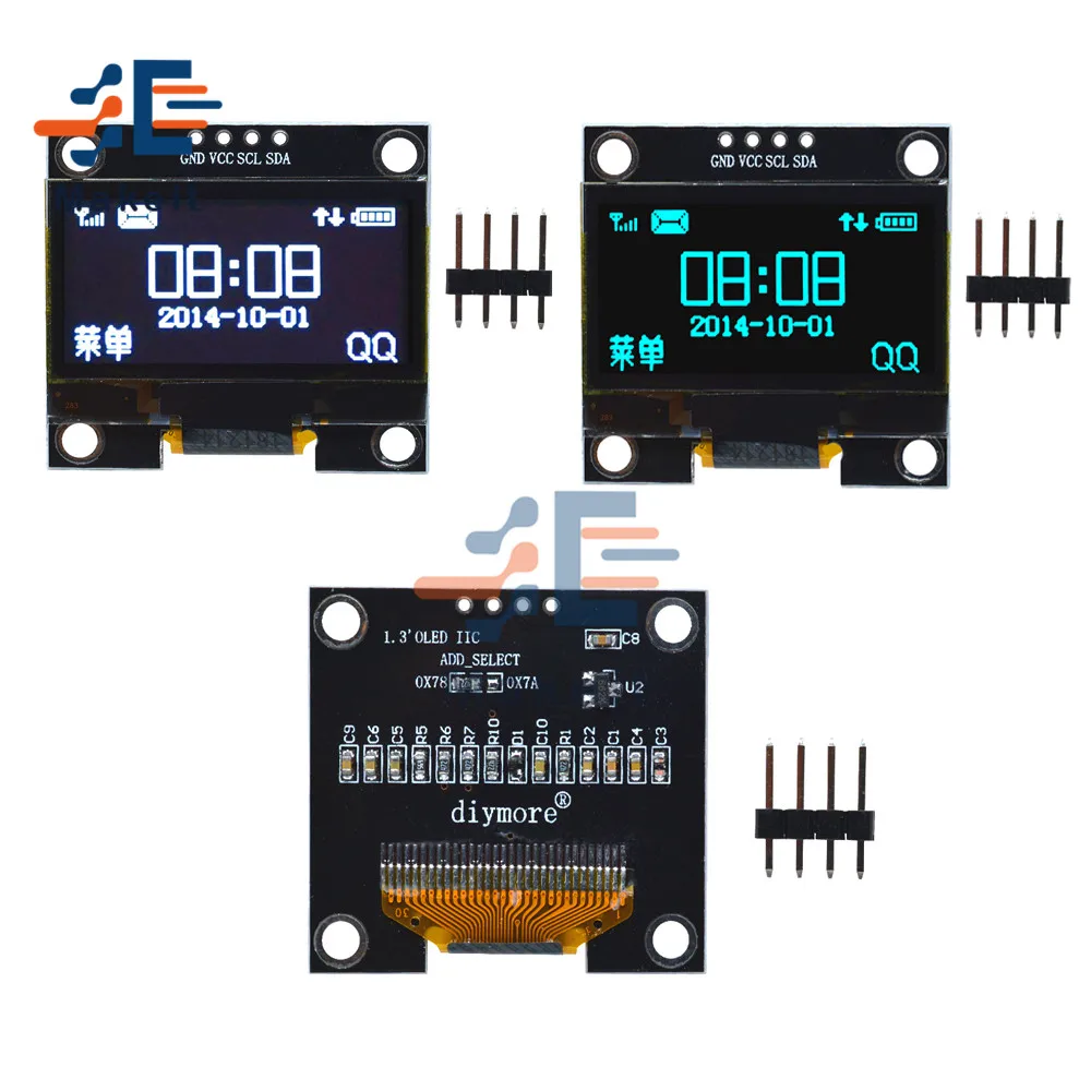 1.3 Inch 1.3" OLED LCD Display White/Blue Screen Module 4PIN IIC I2C Serial 128x64 SSH1106 12864 ...