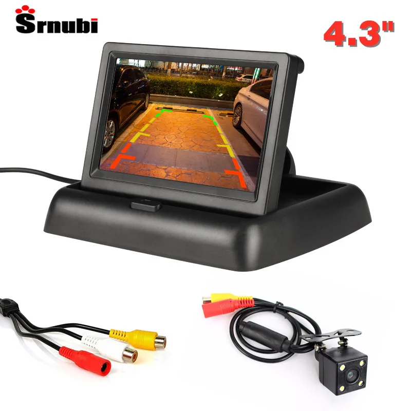 Monitor com visão traseira para carro, 4.3 polegadas, dobrável, tela ...