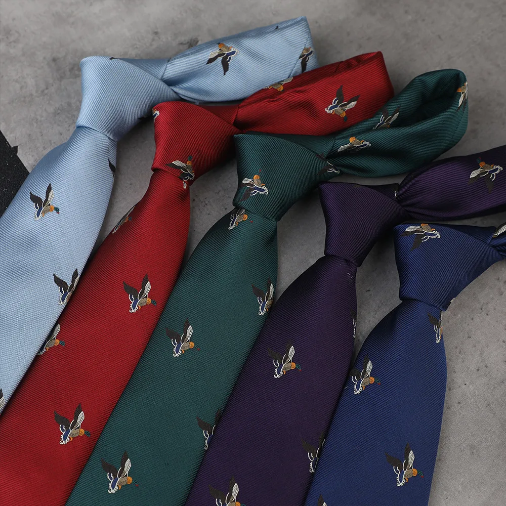 Novelty Bird Pattern Silk Ties for Men 8cm Width Red Tie Navy Mens ...
