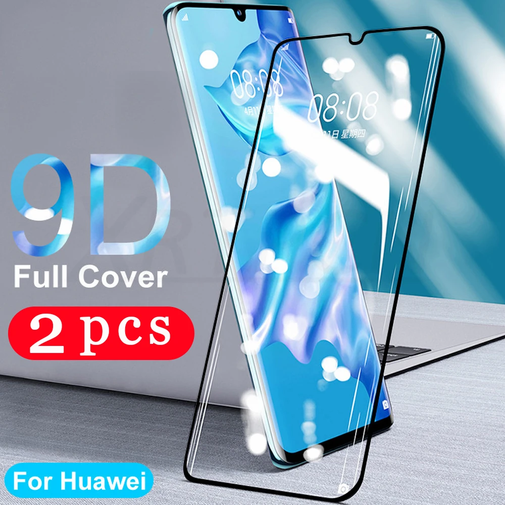 Funda completa 9D para huawei P30 pro P30 lite, protector de pantalla de vidrio templado ...
