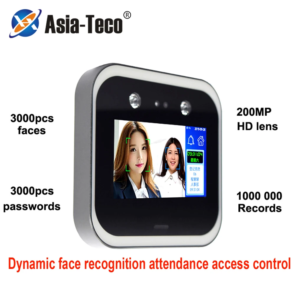 5 inch Touch Wifi Dynamic Face Recognition Time Attendance Access Control System Employee Time ...