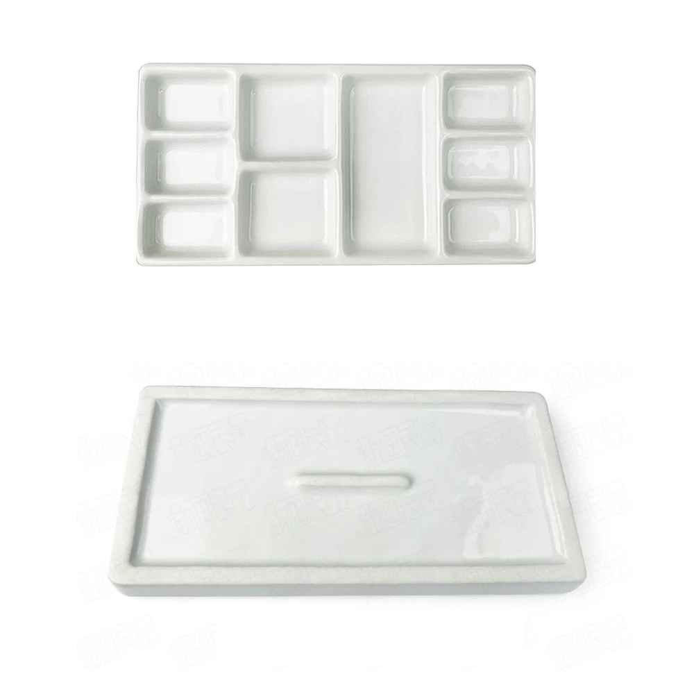 Ceramic Artist Paint Palette Tray 9/8/6 Wells Rectangle Shape for ...