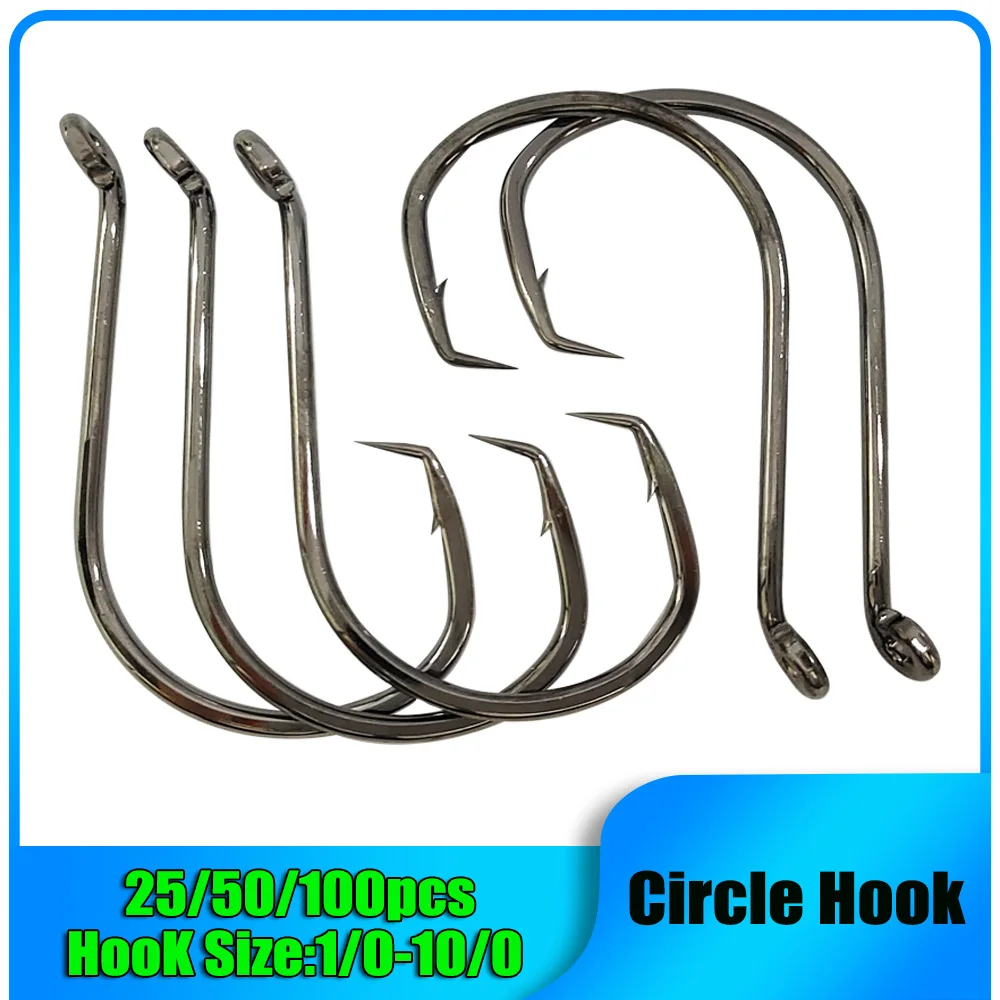 25-50-100pcs-Fishing-Octopus-Circle-Hook-Carbon-Chemically-Sharpened ...