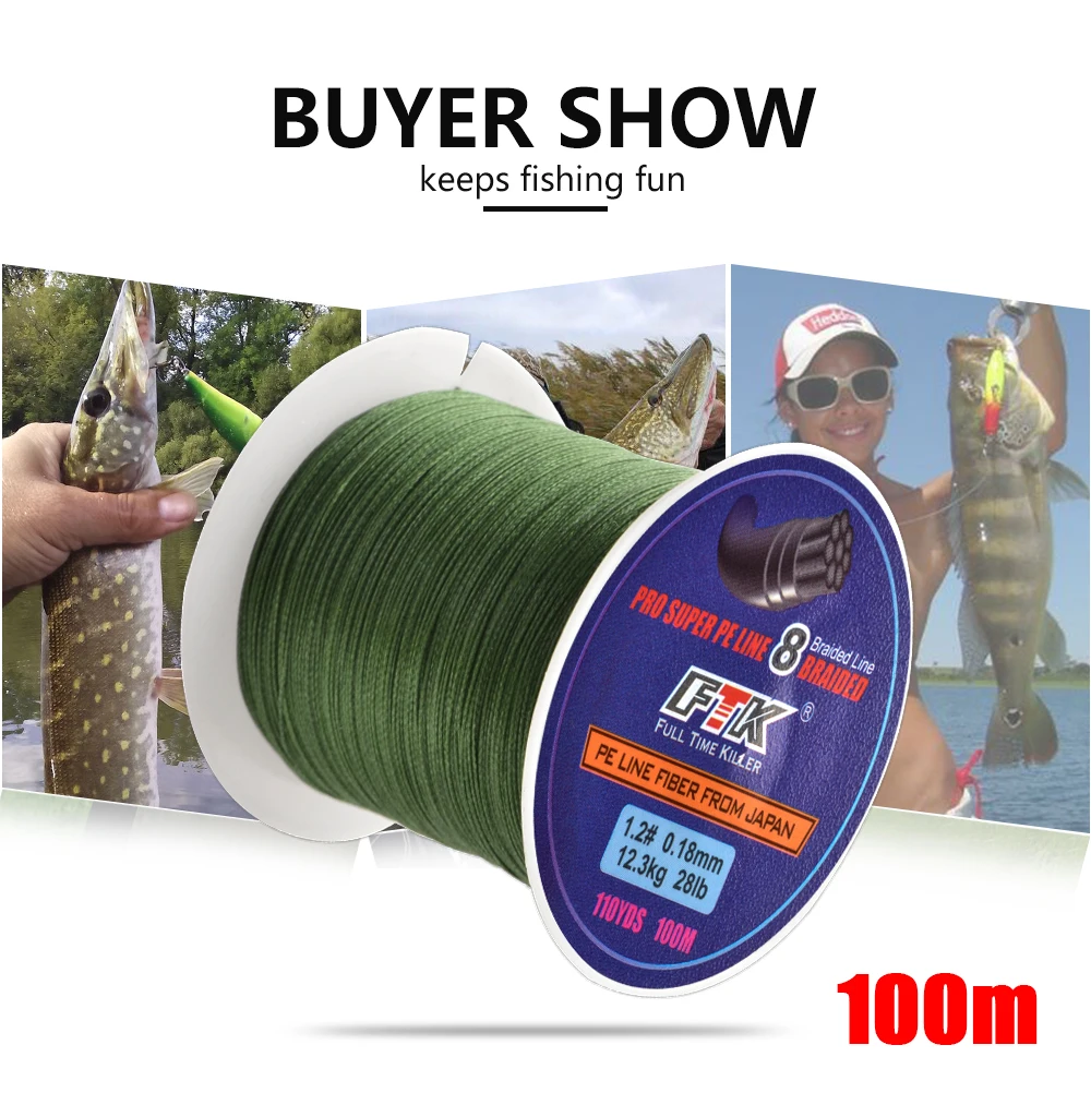 Fil de pêche,fil de pêche tressé PE 8 brins,100m,0.16-0.40mm,25-90lb,10 ...