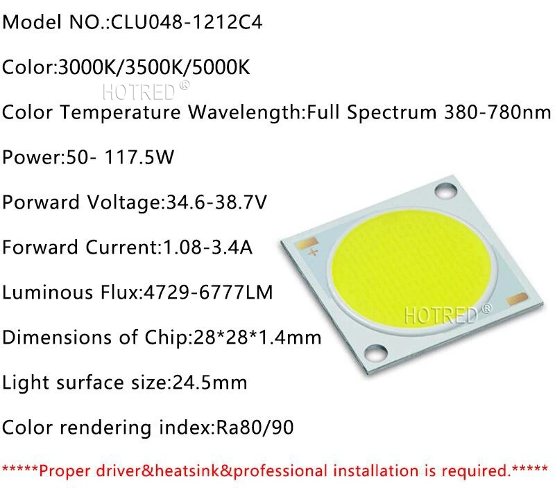5x CITIZEN CITILED LED Chip 4000K COB module CLU048-1212C4-403H5M3-F1 ...