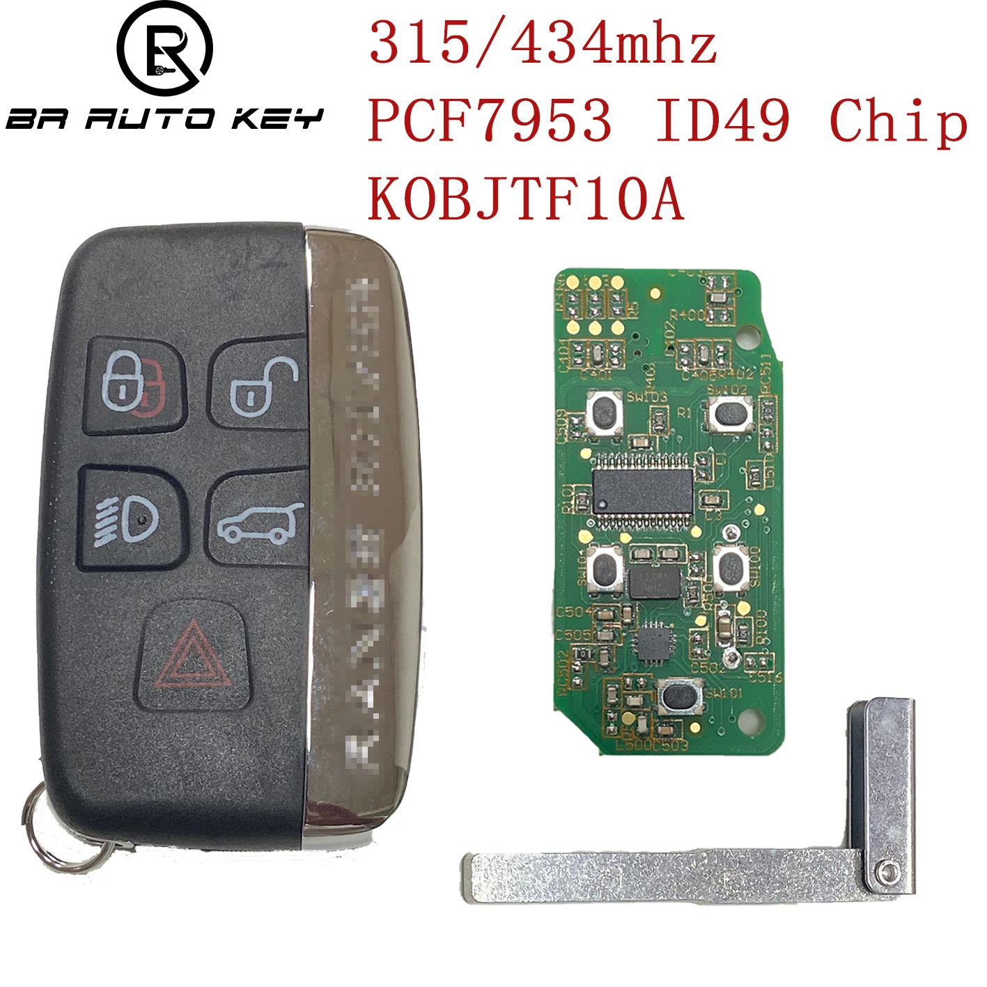5 Buttons Smart Remote Car Key Fob 315mhz/433mhz For Land Rover Lr2 Lr4 ...