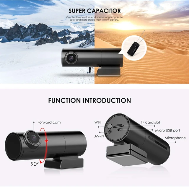 4K Mini WiFI Car Dash Cam front Cam 2160P Car Dvr Dual Cameras GPS ...