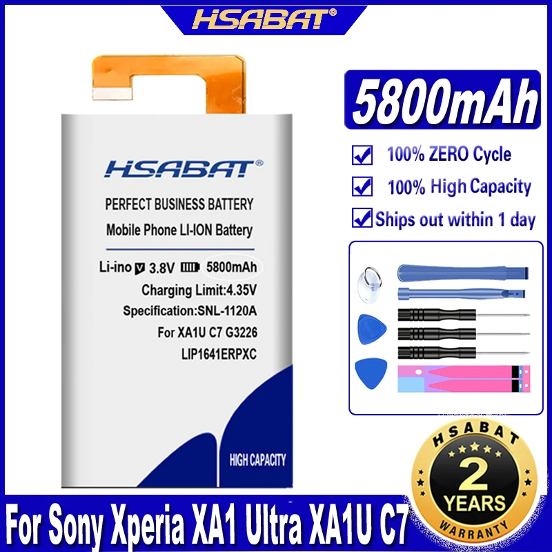 HSABAT LIP1641ERPXC 5800mAh Battery for Sony Xperia XA1 Ultra / XA1U C7 ...