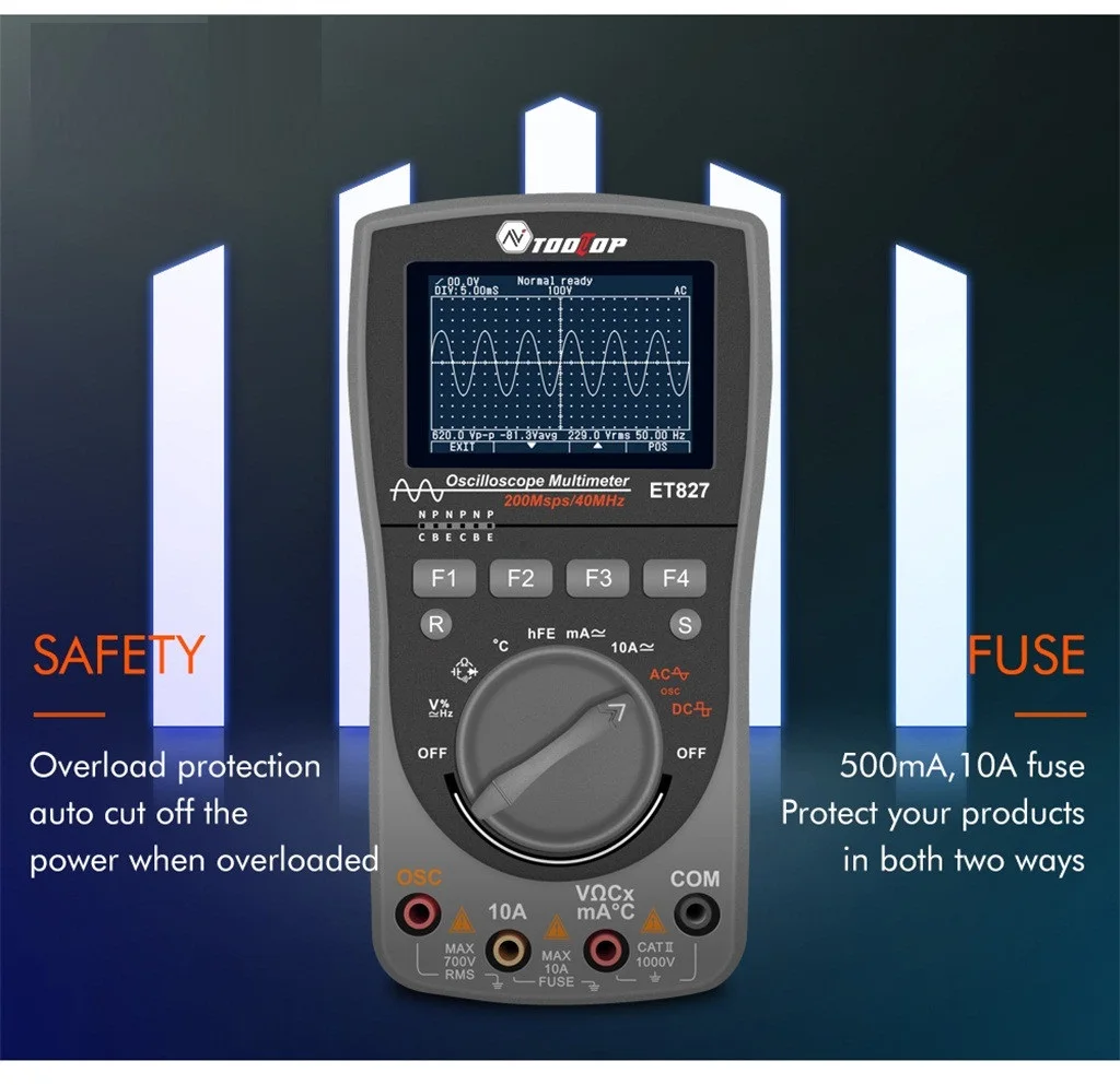2in1 Digital 40mhz 200msps/s Oscilloscope 6000counts True Rms Auto ...