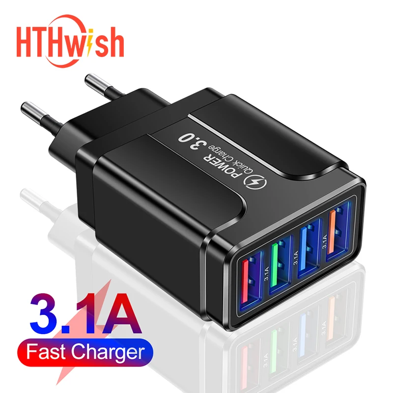 4-USB-Charger-multiple-ports-5V-3-1A-Phone-Chargers-Adapter-Wall-Mobile ...