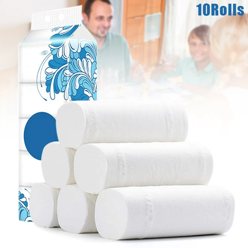 Hot 10 Rolls Toilet Paper Towels 4-Ply Bath Tissue Soft Skin-friendly ...