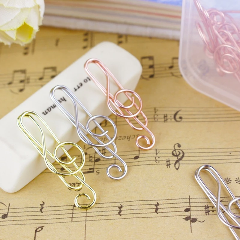 20pcs Mini Rose Gold Note Paper Clips Decorative Gold Music Binder ...