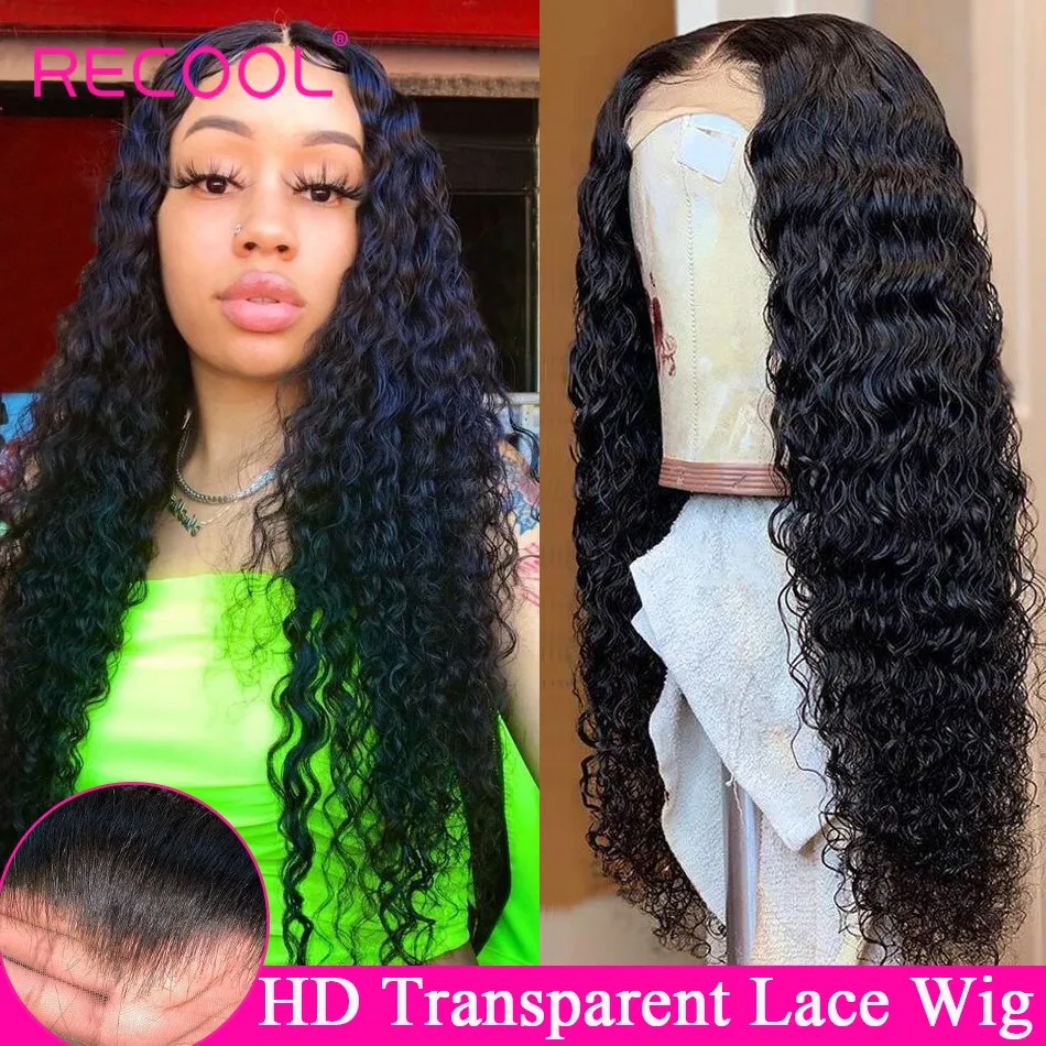 Recool Hd Transparent Lace Wig Deep Wave Lace Front Human Hair Wigs 200 Density Hd Lace Fontal ...
