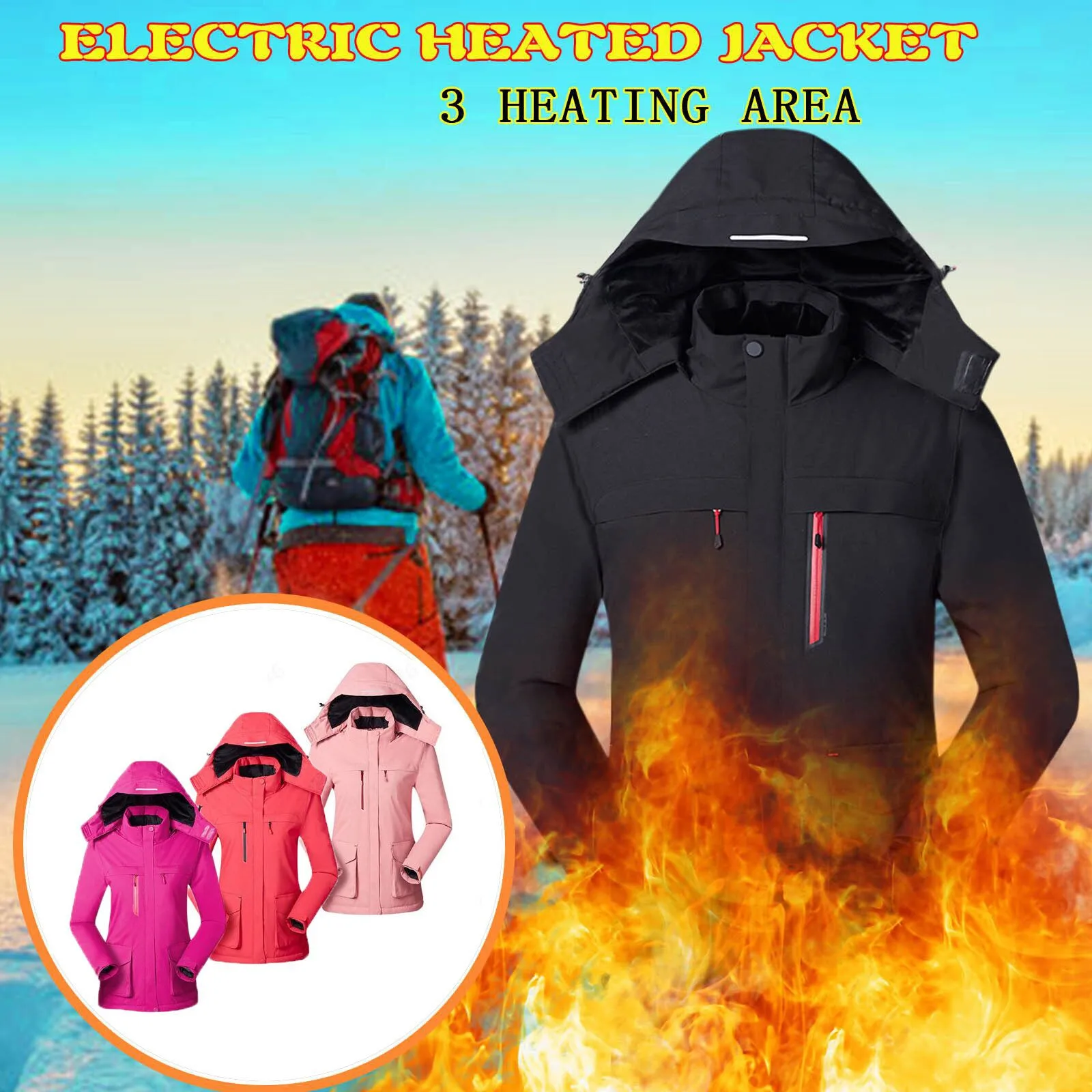 Women Usb Electric Battery Heated Parkas 3 Heating Level, 4 Heating ...