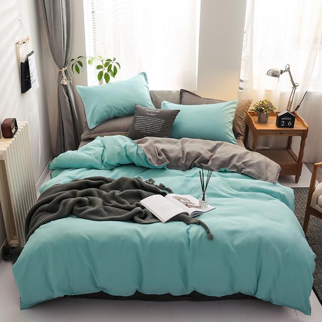 Solid Color Soft Cotton Reversible Duvet Cover Bed Set - Bedding Sets ...