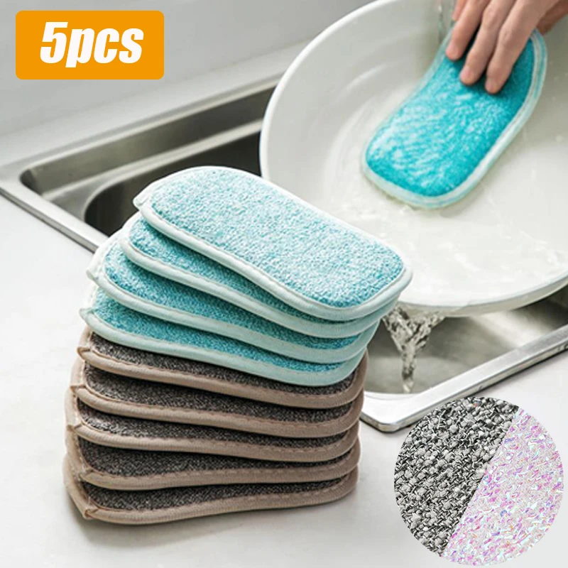 Kitchen-Cleaning-Magic-Sponge-Dishcloth-Double-Sided-Scouring-Pad-Rag ...