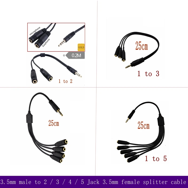 3.5mm 3 Way Port Aux Multi Headphone Earphone Audio Splitter Adapter 3 ...