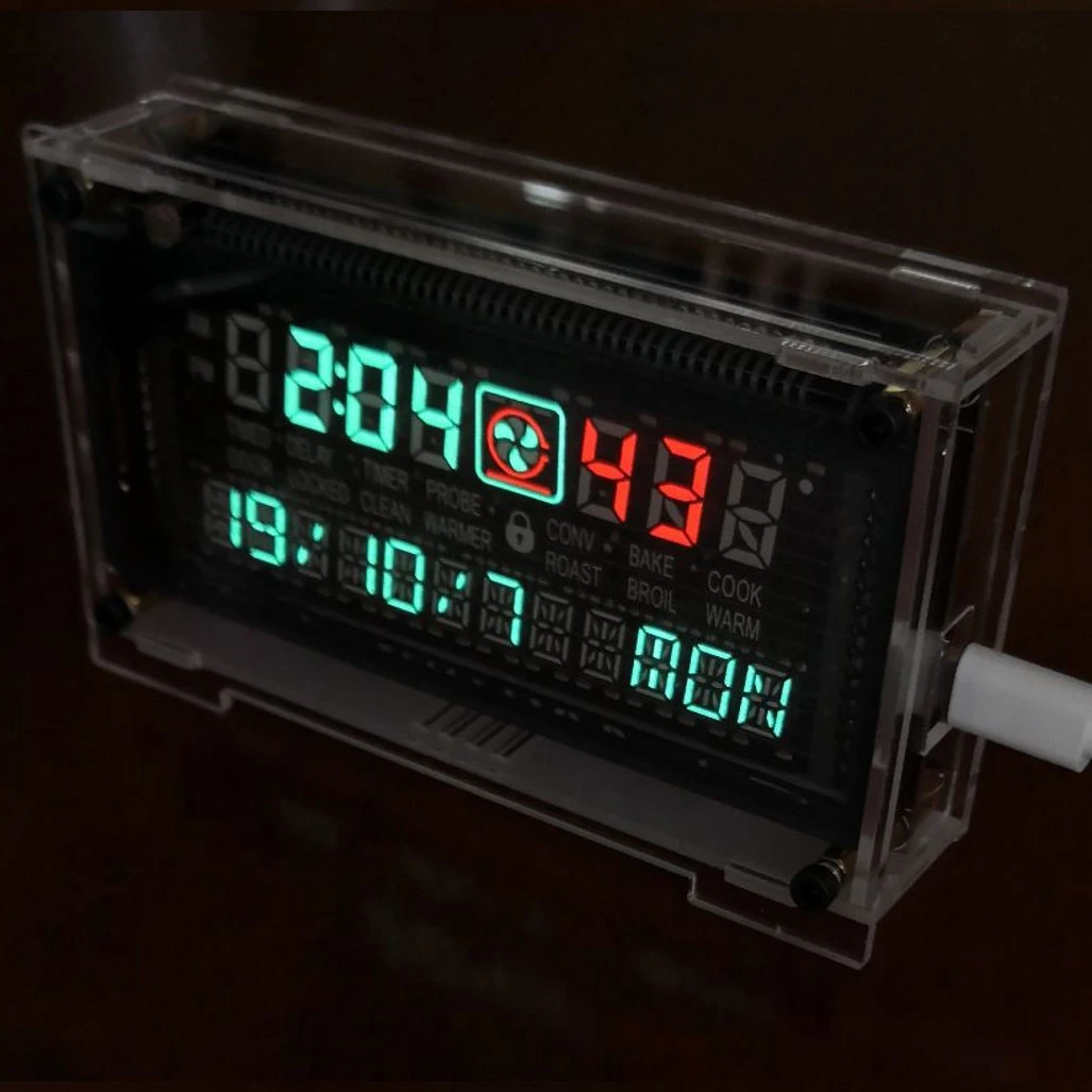 VFD-clock-Vacuum-fluorescent-display-Two-color-VFD-screen-5V-power ...