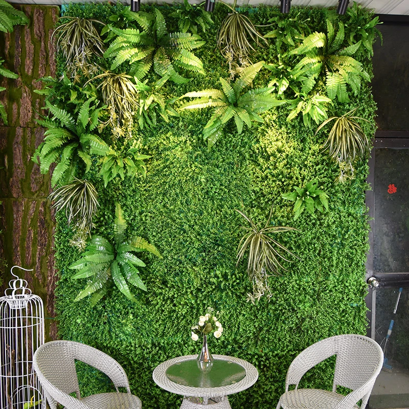 2mx1m Artificial Plant Wall Flower Wall Panels Green Plastic Lawn ...