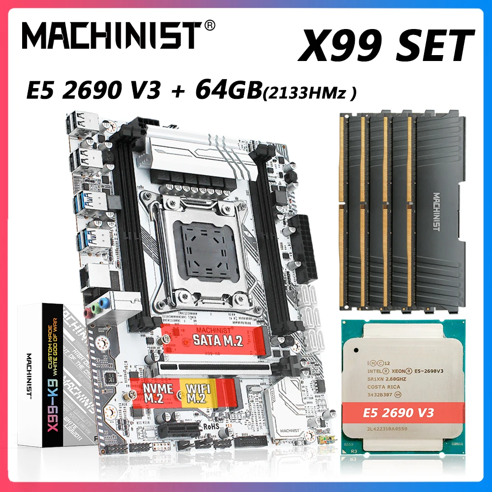 Machinist X99 Motherboard Set Kit With Xeon E5 2690 V3 LGA 2011 3 CPU ...