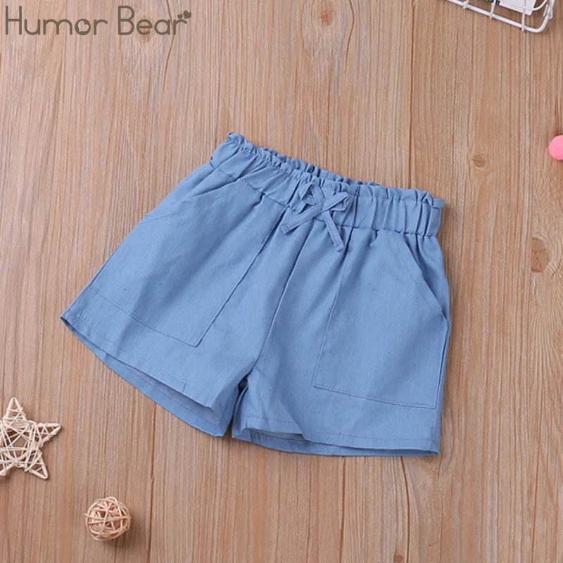 Humor Bear Kids Shorts Summer Mid-Wasit Elastic Waist Solid Color Baby ...