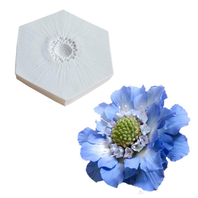 Scabiosa Stamen Silicone Mold Fondant Cake Decorating Chocolate Moulds ...