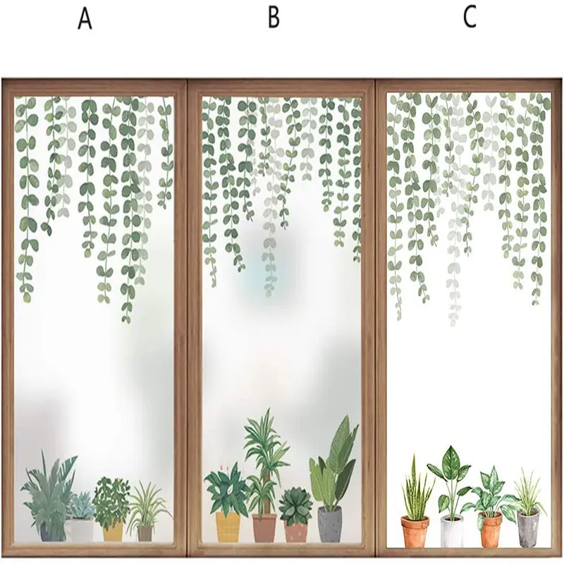 Window Film Privacy Green Plants Glass Sticker UV Blocking Heat Control ...