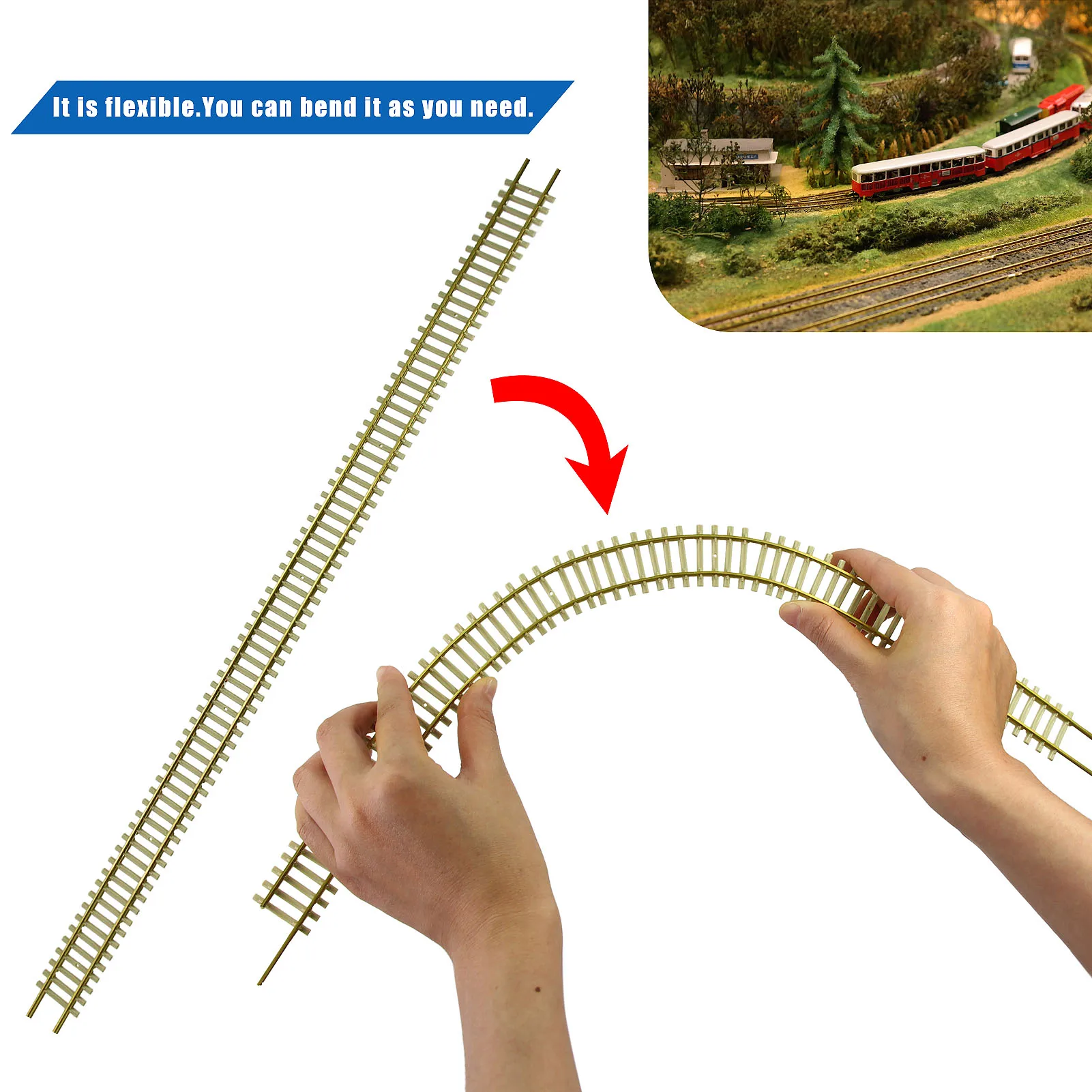 5pcs/10pcs HO Scale 1:87 Track Flexible Rail 46cm with Rail Joiners ...