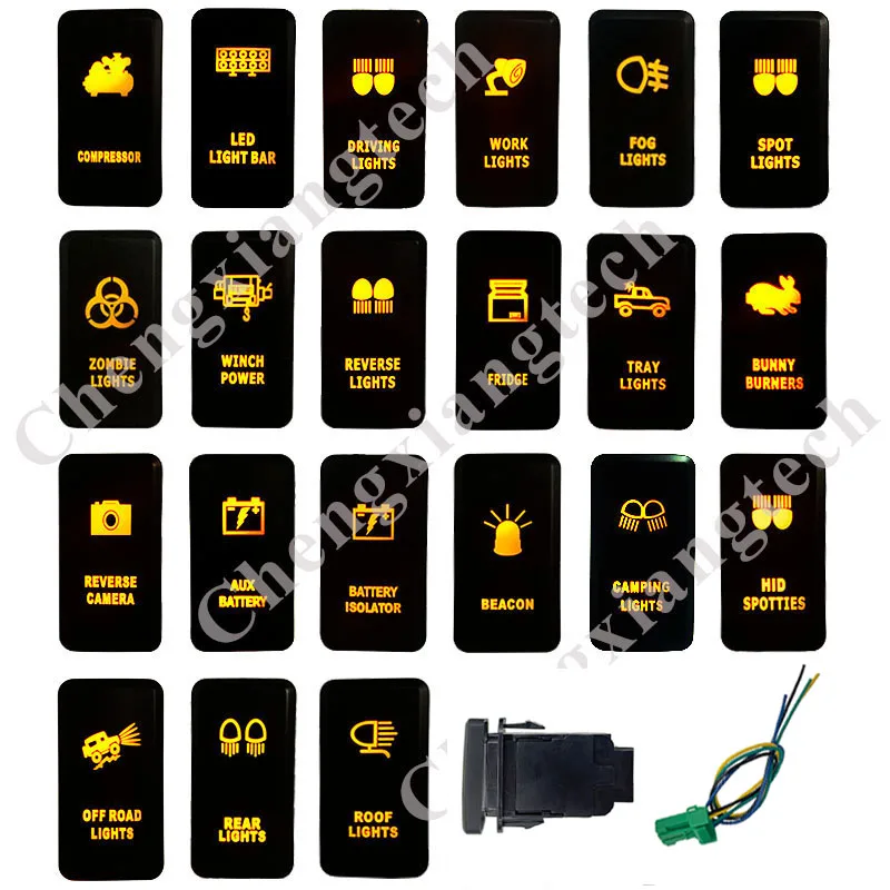 1pc 12v Orange Led Light Bar Push Button Switch For Toyota Landcruiser ...