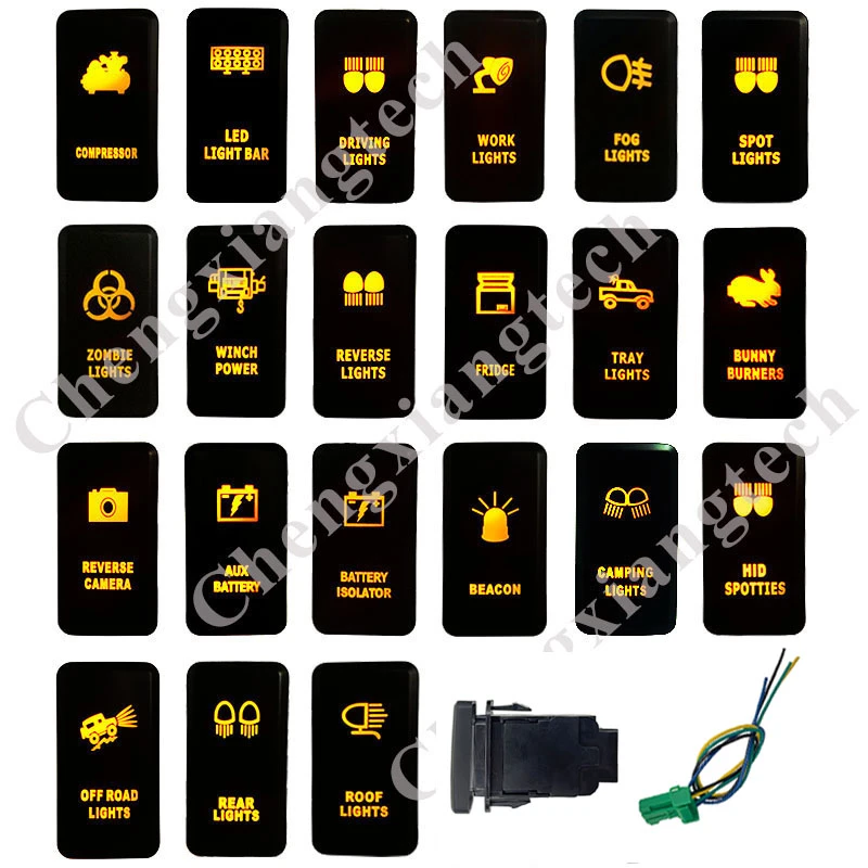 1pc 12v Orange Led Light Bar Push Button Switch For Toyota Landcruiser ...