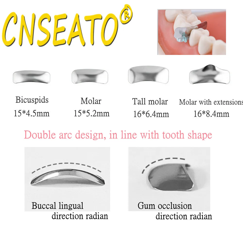 50Pcs-Dental-Matrix-Bands-Sectional-Contoured-Metal-Matrices-System ...